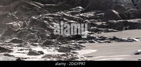 Sea beach glowing rocks panorama. Northern portuguese coast Stock Photo ...