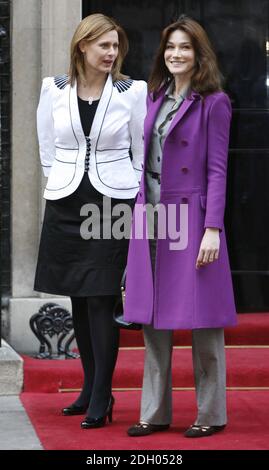 Sarah Brown welcomes Carla Bruni-Sarkozy, as she arrives at 10 Downing ...