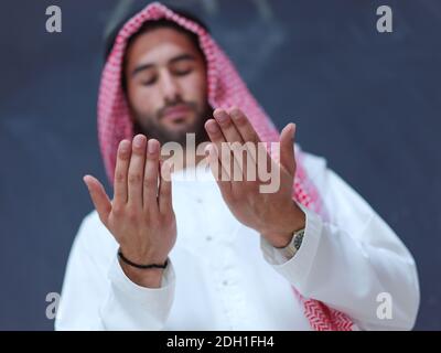 Businessman Muslim Making Traditional Prayer to God Allah in the Mosque ...