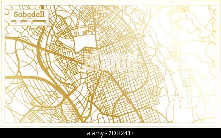 Sabadell Spain City Map in Retro Style. Outline Map. Vector ...