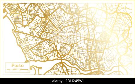 Porto Portugal City Map in Retro Style. Outline Map. Vector ...