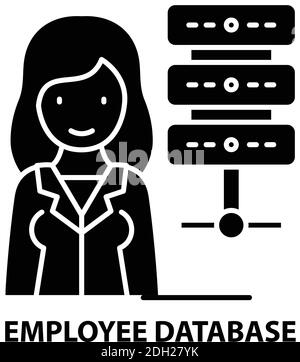 human resources database icon, black vector sign with editable strokes ...