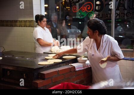 Women make hand made tortillas at the Old Town Mexican Cafe, Old Town ...