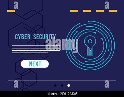 cyber security infographic with key hole in shield vector illustration ...