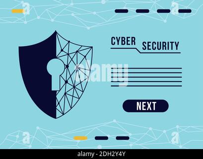 cyber security infographic with key hole in shield and circuit vector ...