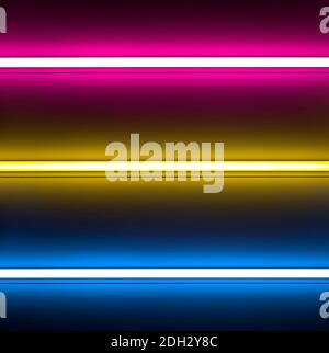 multicolour neon lights, glowing horizontal line Stock Photo - Alamy