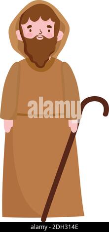 saint joseph with cane character Stock Vector Image & Art - Alamy
