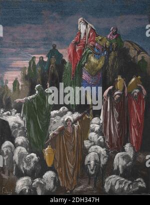 Jacob comes into Egypt. Old Testament, Old 19th century engraved ...