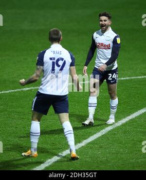Emil Riis Jakobsen #19 of Preston North End, celebrates his goal during ...