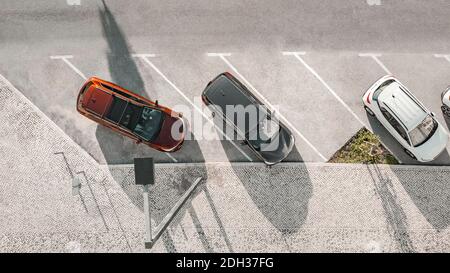 Bad parking. Occupying two spaces. Improperly parked car. Double ...