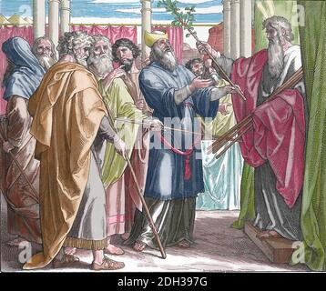 Aaron's priesthood is confirmed by the budding Rod. Numbers, Chapter 17 ...