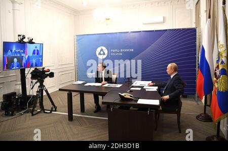 Rosatom CEO Alexei Likhachev during a meeting with Russian President ...