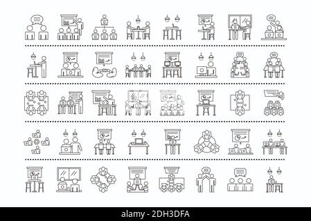 Employees line icons collection. Teamwork, Dedication, Loyalty, Commitment, Trusrthiness ...