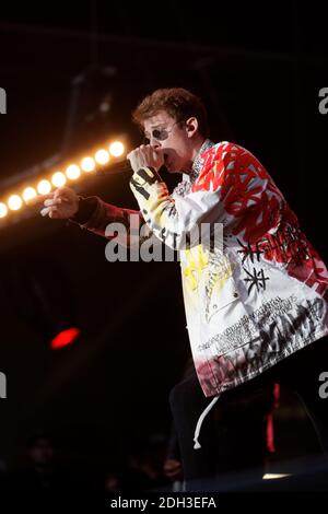 Machine Gun Kelly performs during the half-time show of the CFL 112th ...
