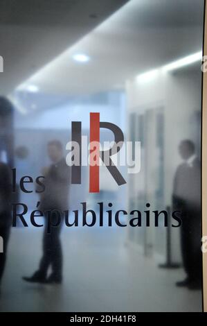 Logo of Les Republicains ( LR ) meeting of party leaders the day after ...