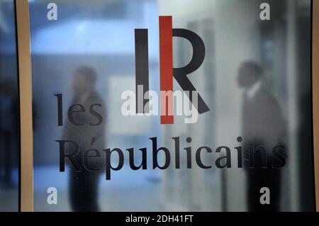 Logo of Les Republicains ( LR ) meeting of party leaders the day after ...
