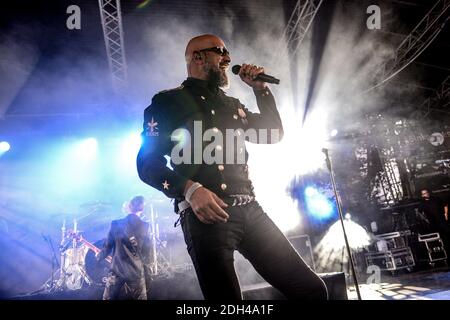 Eisbrecher performing live on stage at Amphi Festival, in Cologne ...