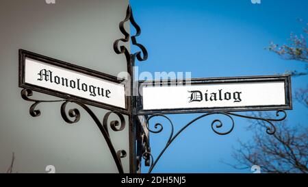 Street Sign the Direction Way to Dialog versus Monologue Stock Photo ...
