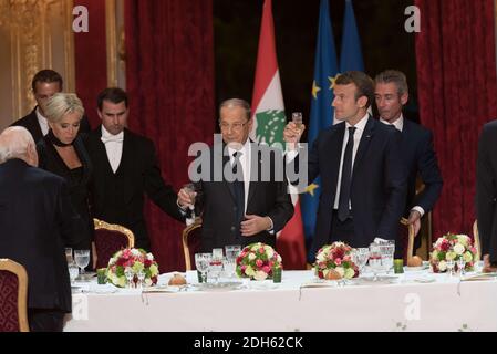 Brigitte Macron, Michel Aoun, Emmanuel Macron and Nadia Al Chami.French ...