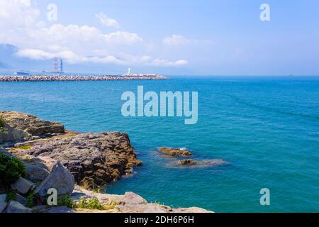 Panoramic view of Odongdo Island and sea in Yeosu, Korea Stock Photo ...