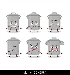 Cartoon character of stock pot with various chef emoticons. Vector ...