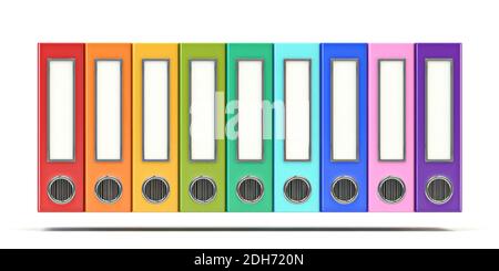 Multi colored folders stack isolated on white background. 3D ...