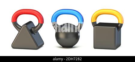 Basic shape kettle bell weight 3D render illustration isolated on white ...