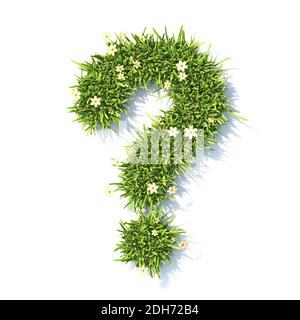Grass font Question mark sign 3D rendering illustration isolated on ...