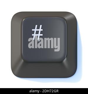 Black computer keyboard HASHTAG key 3D render illustration isolated on ...