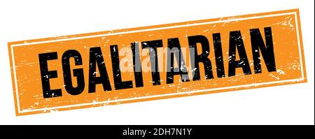 EGALITARIAN text on orange grungy rectangle vintage stamp Stock Photo ...