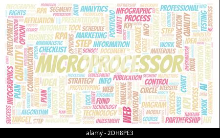 Microprocessor typography word cloud create with text only Stock Photo ...
