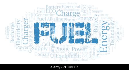 Fuel typography word cloud create with text only Stock Photo - Alamy