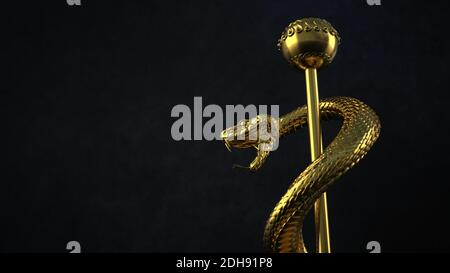 Snake Staff Of Asclepius Stock Photo - Alamy