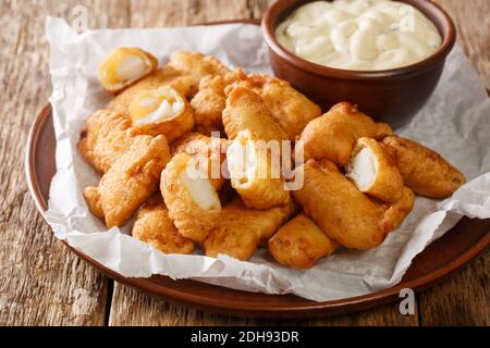 Tasty seafood appetizer of breaded kibbeling, a Dutch recipe for bite ...
