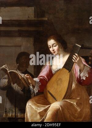 Woman playing a lute Stock Photo - Alamy