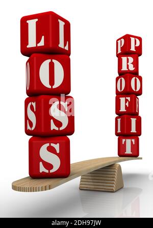3D cubes concept - profit, loss Stock Photo - Alamy