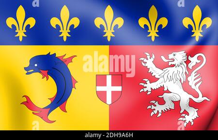 3D Flag of Rhone-Alpes, France. 3D Illustration Stock Photo - Alamy