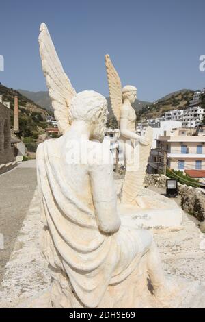 Ikarus and Daedalus monument, Agia Galini, Southern Crete, Greece Stock ...