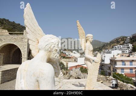 Ikarus and Daedalus monument, Agia Galini, Southern Crete, Greece Stock ...