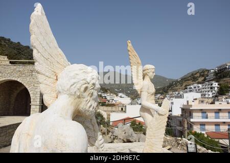 Ikarus and Daedalus monument, Agia Galini, Southern Crete, Greece Stock ...