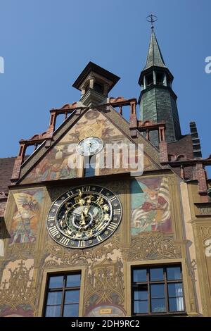 City hall in Ulm with astronomical clock Stock Photo - Alamy