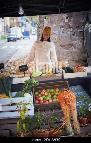 Happy sales woman on her fruit stall, Abeche, Chad, Africa Stock Photo ...
