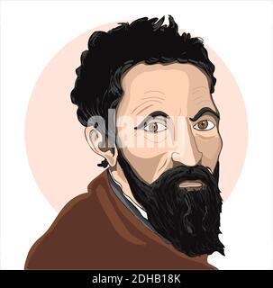 Michelangelo cartoon character. Vector Illustration. Kids History ...