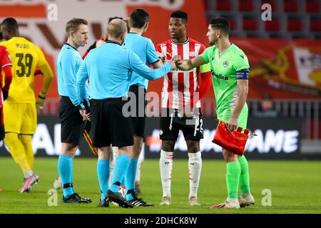 EINDHOVEN, NETHERLANDS - DECEMBER 10: assistant referee Graeme Stewart ...
