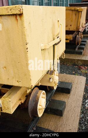 Mine car with ore in underground tunnel Stock Photo - Alamy