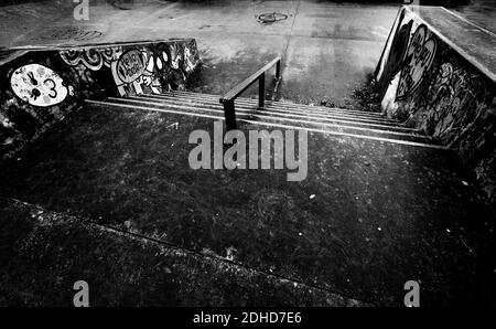 Gritty urban scene showing the graffiti and street art at the BMX and ...