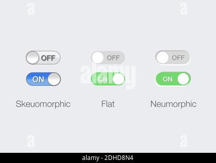Comparison of different design styles, skeuomorphism, flat and ...