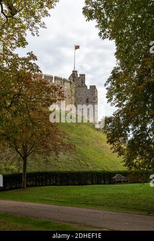 The Arundel castle and cathedral surrounded by beautiful foliage ...