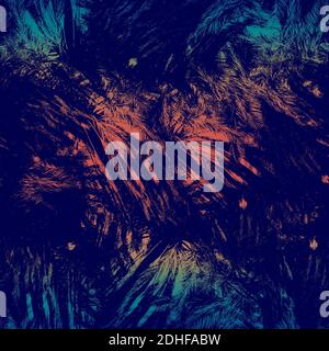 Tropical blue foliage on ombre sunset gradient Stock Photo - Alamy