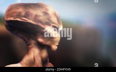 Grey Alien Portrait Extremely realistic high resolution 3d render with ...